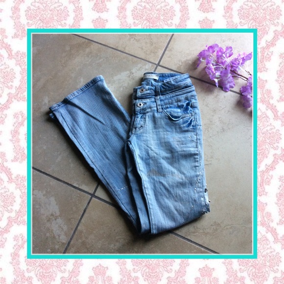 Jeans | Blue Jean Sparkle Gems Denium Rhinestone Miss Diamond Long ...